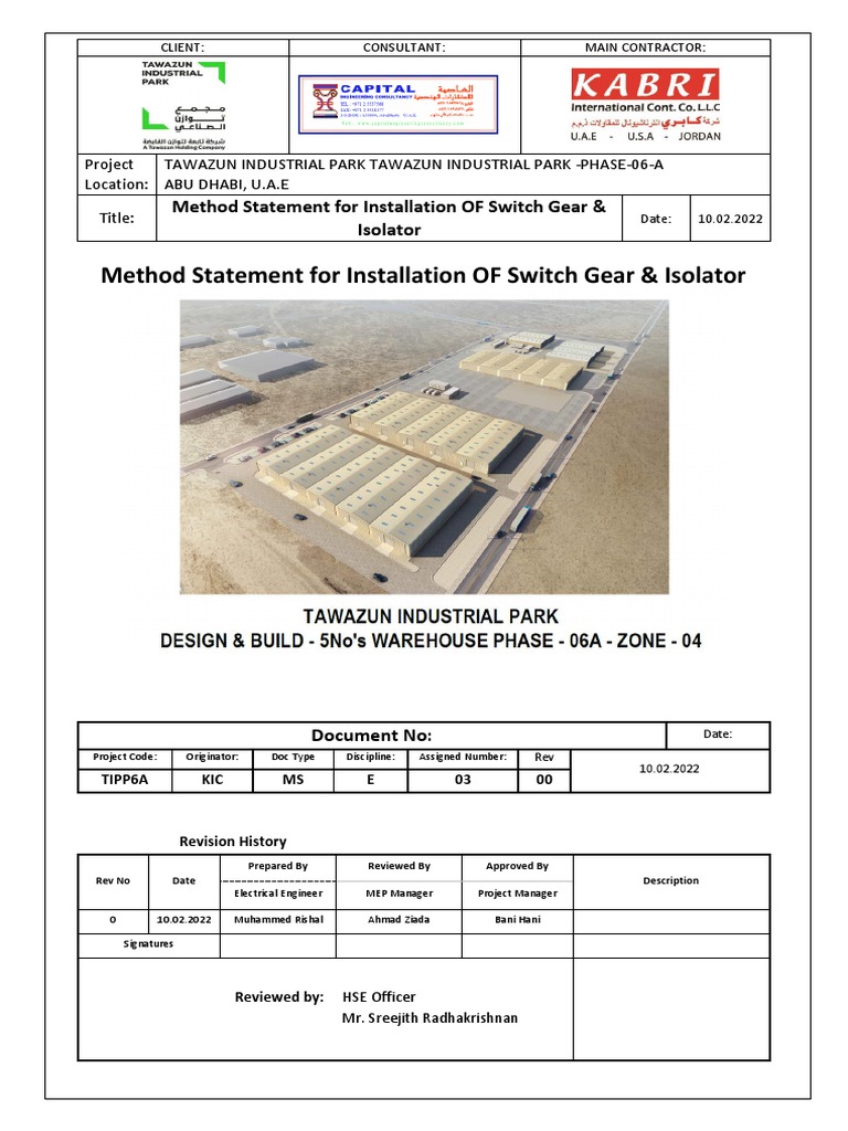 Method Statement For Installation of SMDB, DB & Isolator | PDF | Switch | Electrical Wiring