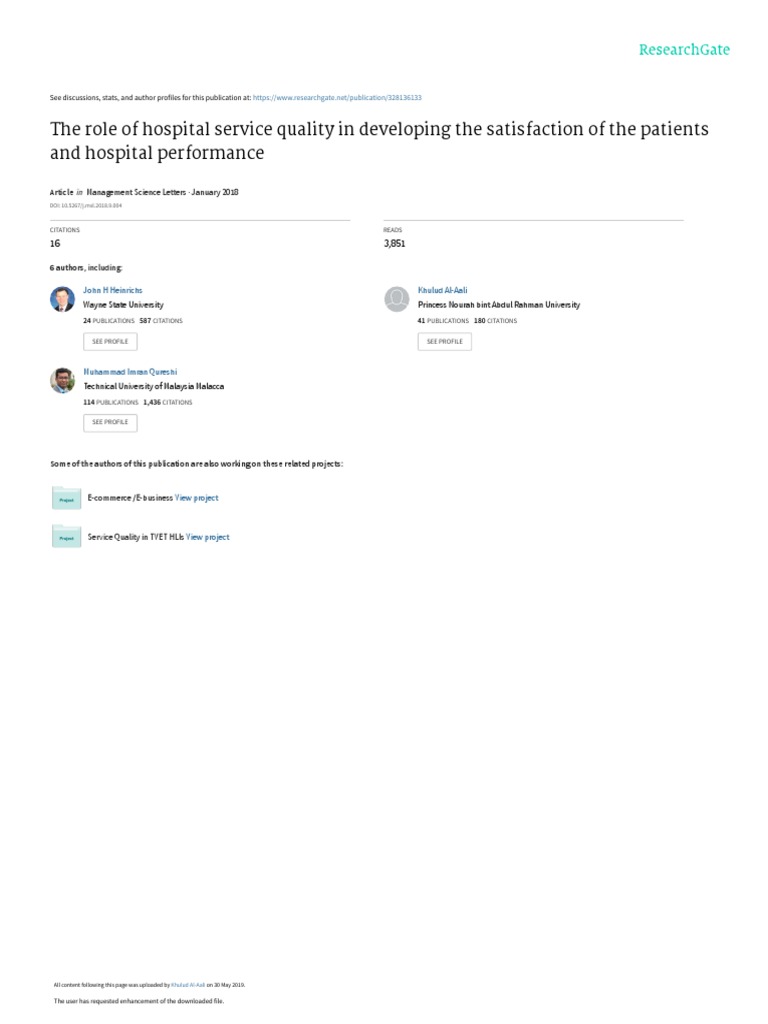 The Role of Hospital Service Quality in Developing The Satisfaction of ...