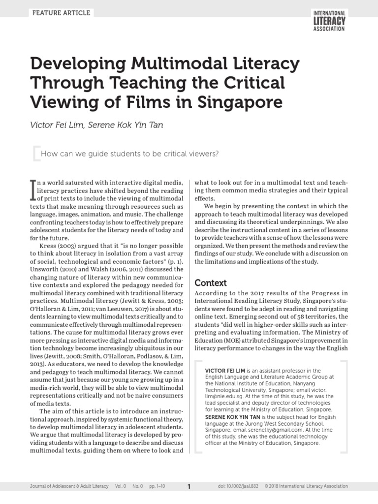 Developing Multimodal Literacy Through Teaching The Critical Viewing of ...