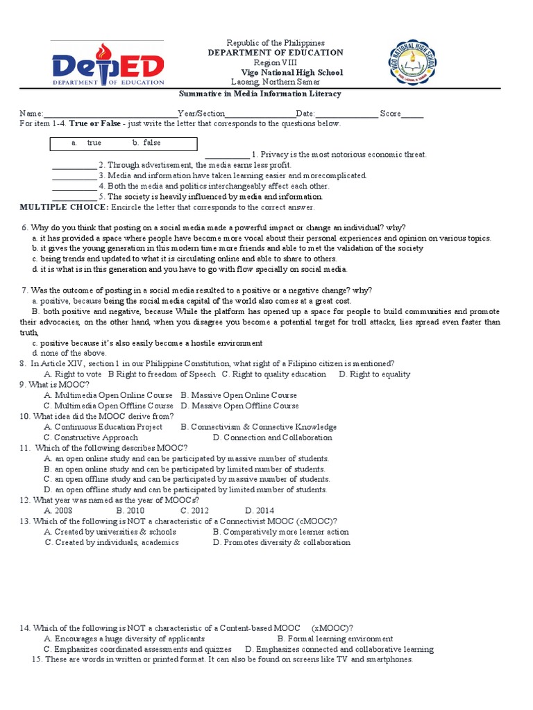 Summative in Media Information Literacy: Analyzing the Impact of Media ...