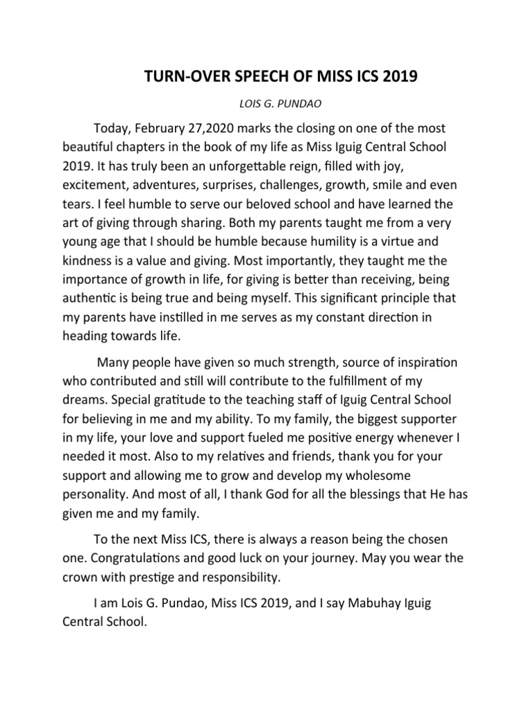 TURN OVER SPEECH | PDF | Humility