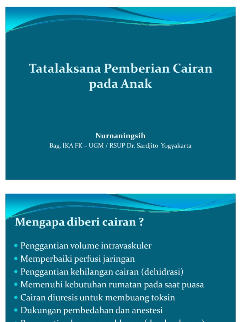PENGATURAN TERAPI CAIRAN PADA ANAK DENGAN DEHIDRASI ISONATREMIC SEDANG ...