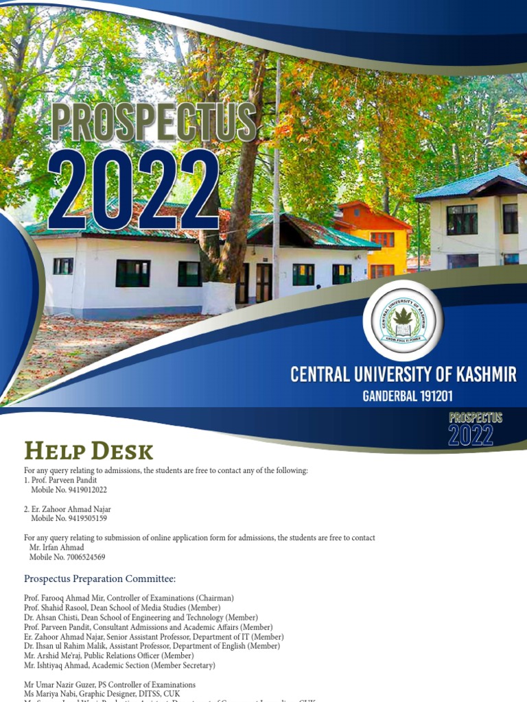 Prospectus 2022 CUK - Compressed | PDF | Doctor Of Philosophy | University And College Admission