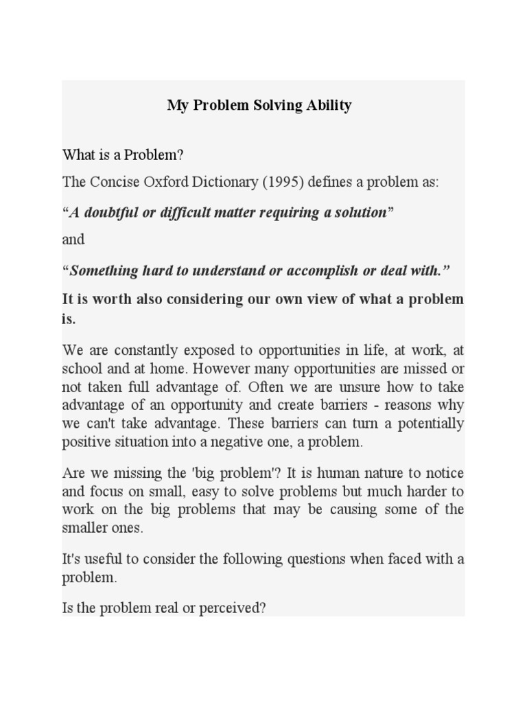 Problem Solving Ability Pdf