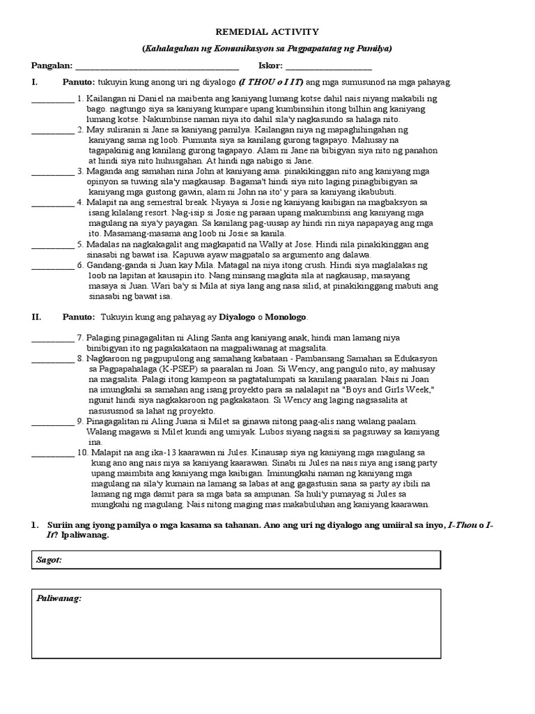Remedial Activity | PDF