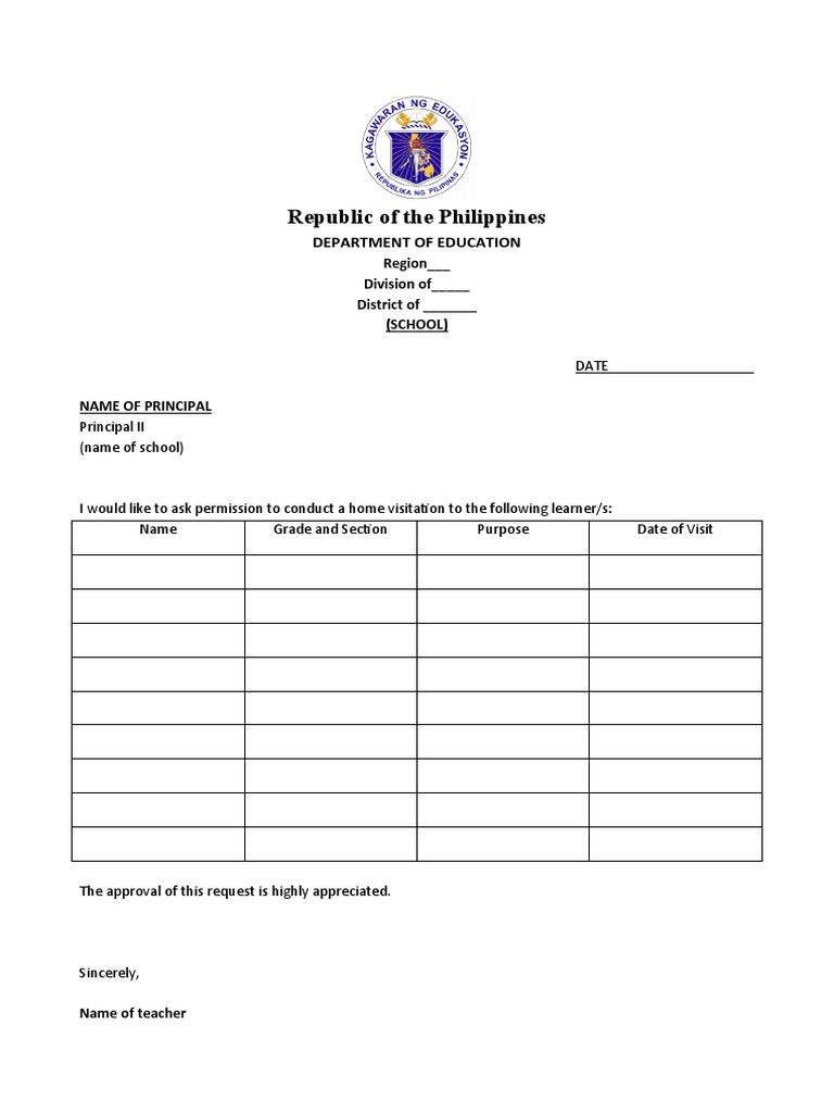 Request For Home Visit | PDF