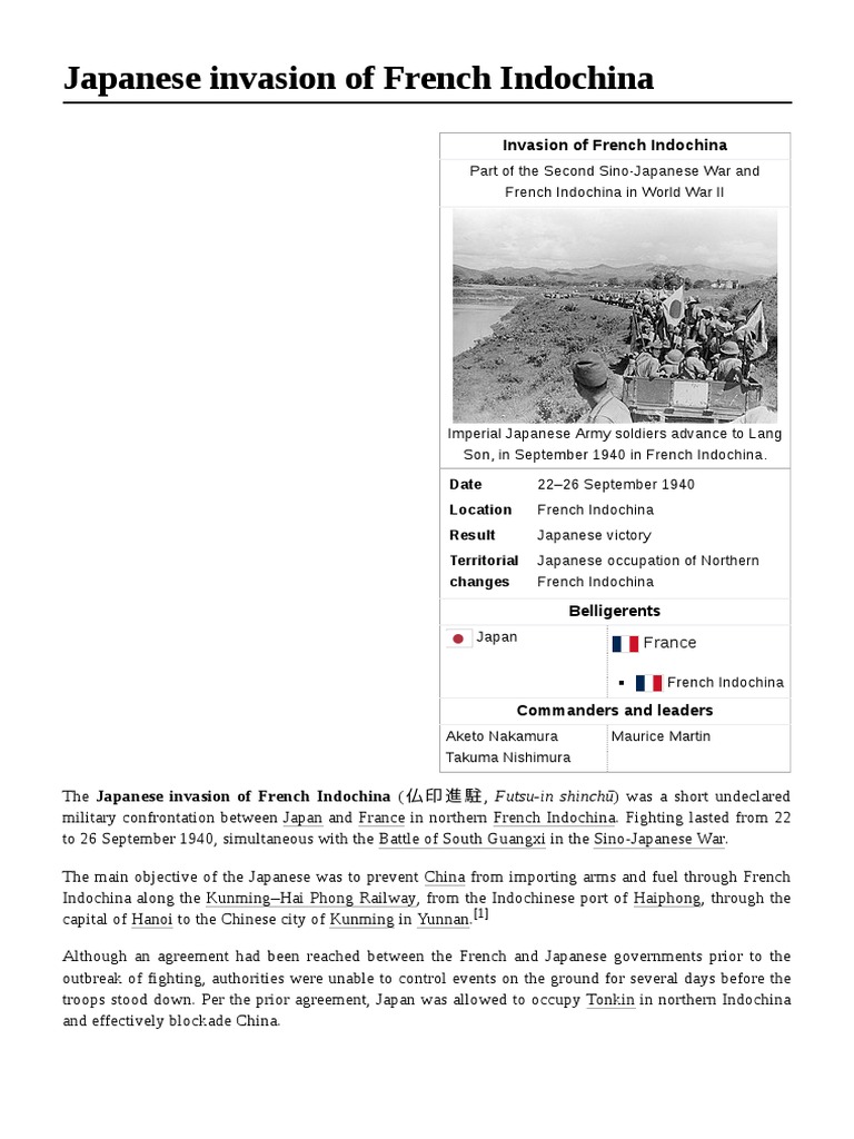 Japanese Invasion of Indochina 1940 | PDF | Conflicts | Military