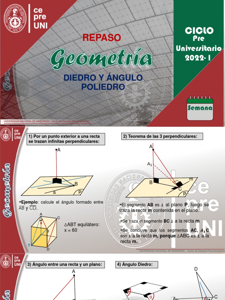Repaso Diedros Ángulo Poliedro | PDF | Perpendicular | Geometria plana)