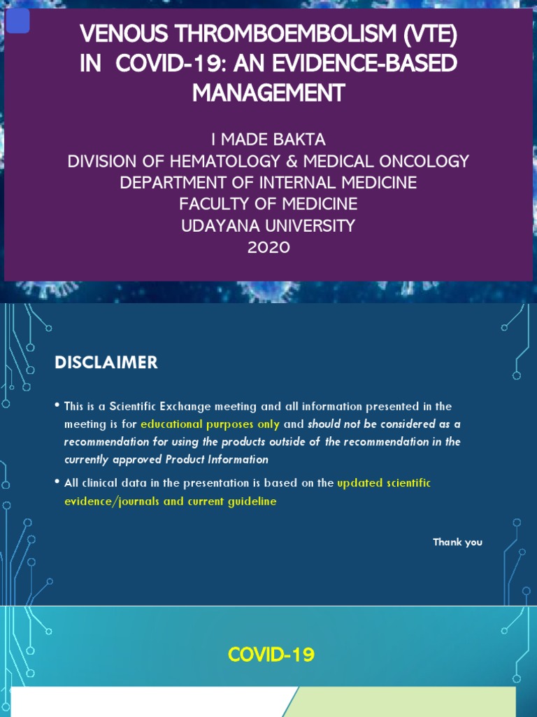 Prof. Bakta - VTE in Covid-19 PAPDI BALI | PDF | Thrombosis | Coagulation