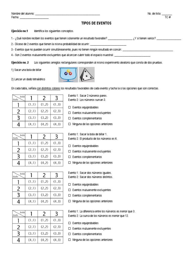 Tipos de Eventos (Matematicas) | PDF | Probabilidad | Probabilidades y estadísticas