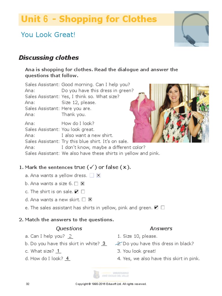 Unit 6 - Shopping For Clothes: You Look Great! | PDF | Clothing