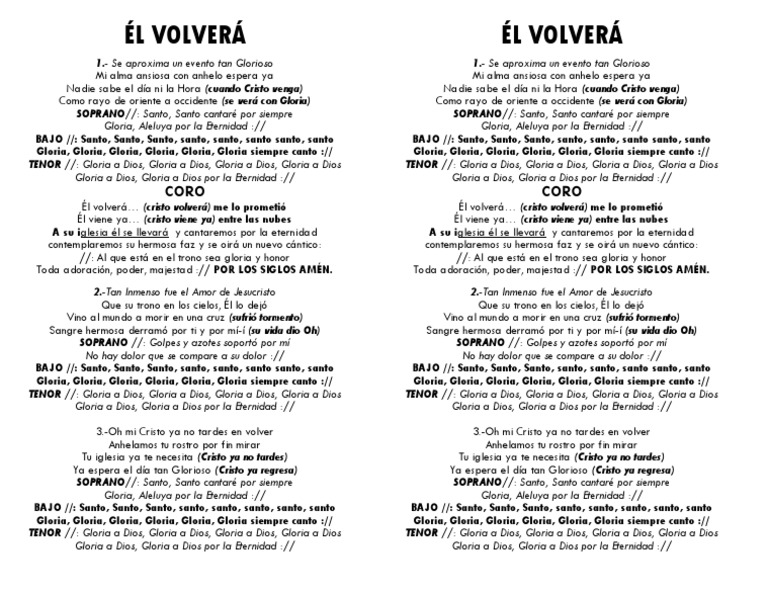 Copia de 4. EL VOLVERÁ LETRA | PDF | Cristo (título) | Creencia ...