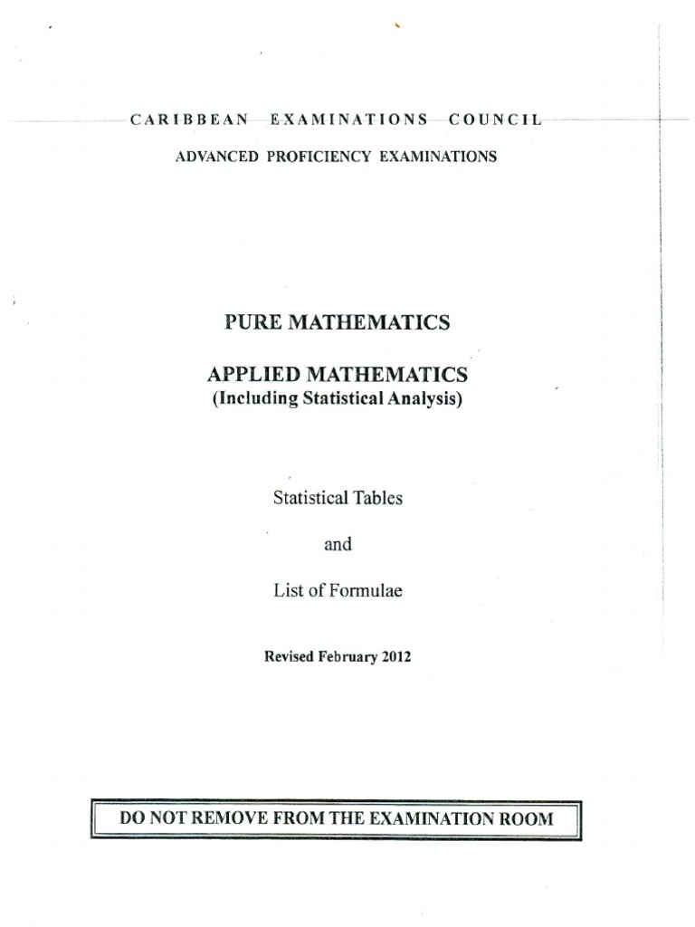 Pure and Applied Mathematics Formula Sheet | PDF