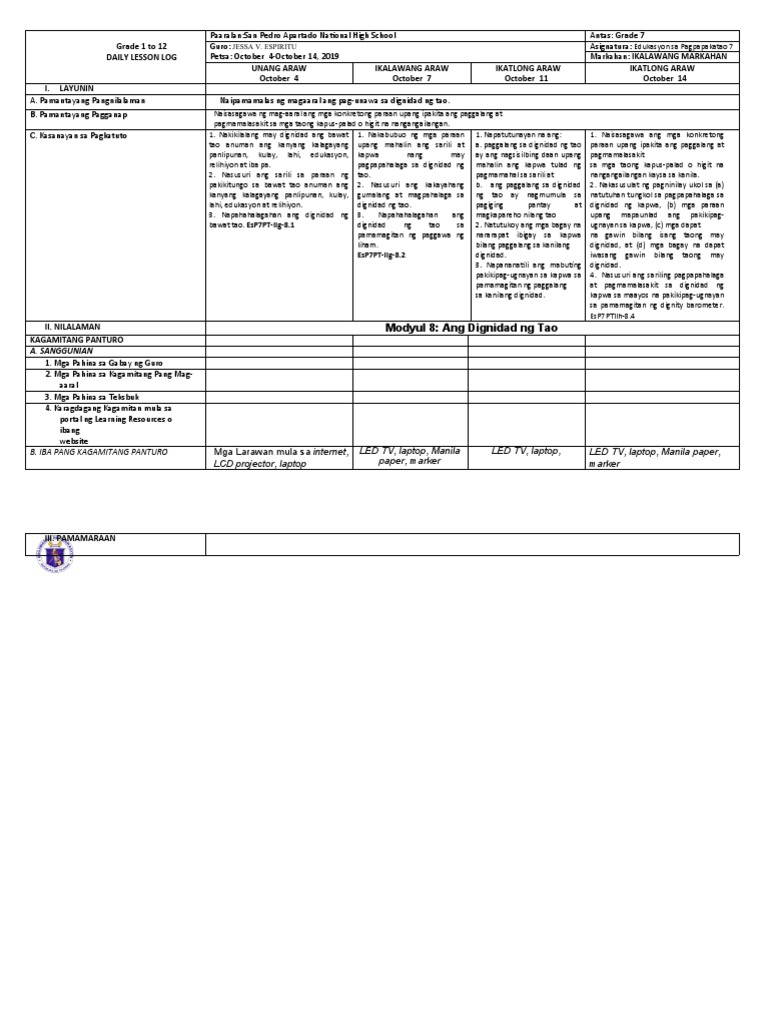 DLL Esp Modyul 8 | PDF