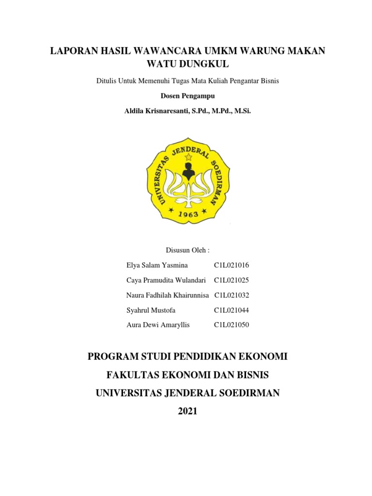 Laporan Hasil Wawancara Umkm Warung Makan Watu Dungkul Fix | PDF