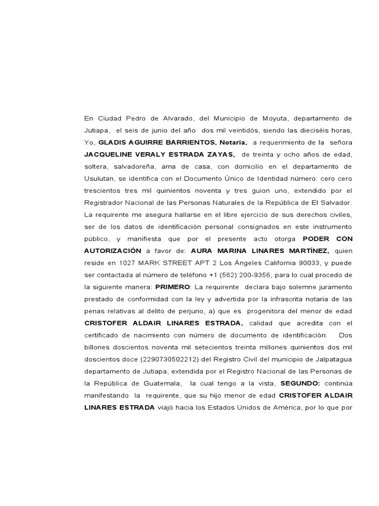 Carta Poder para Recibir Menor en Usa | PDF | Justicia | Crimen y violencia