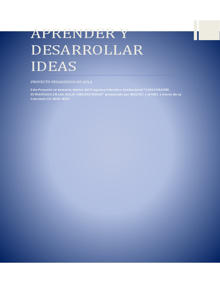 Modelo de Proyecto de Aula | PDF | Aprendizaje | Salón de clases