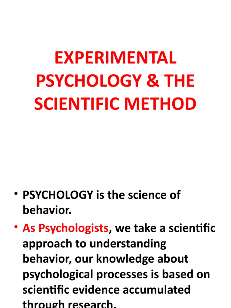 Experimental Psychology & The Scientific Method | PDF | Science ...