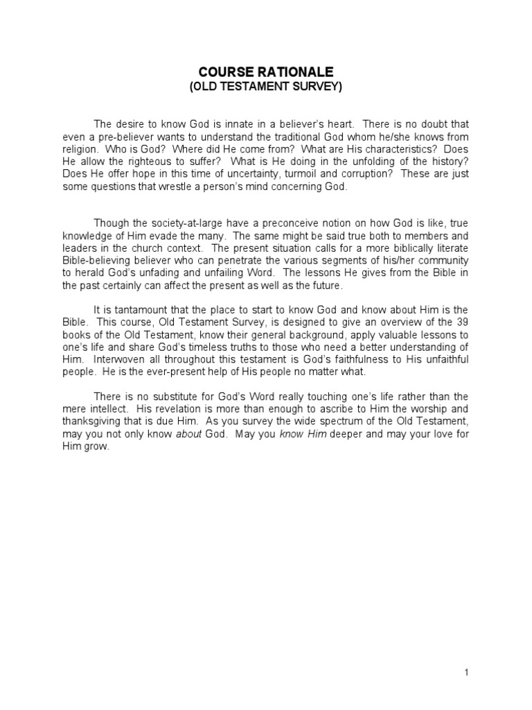 Course Rationale | PDF | Religion & Spirituality