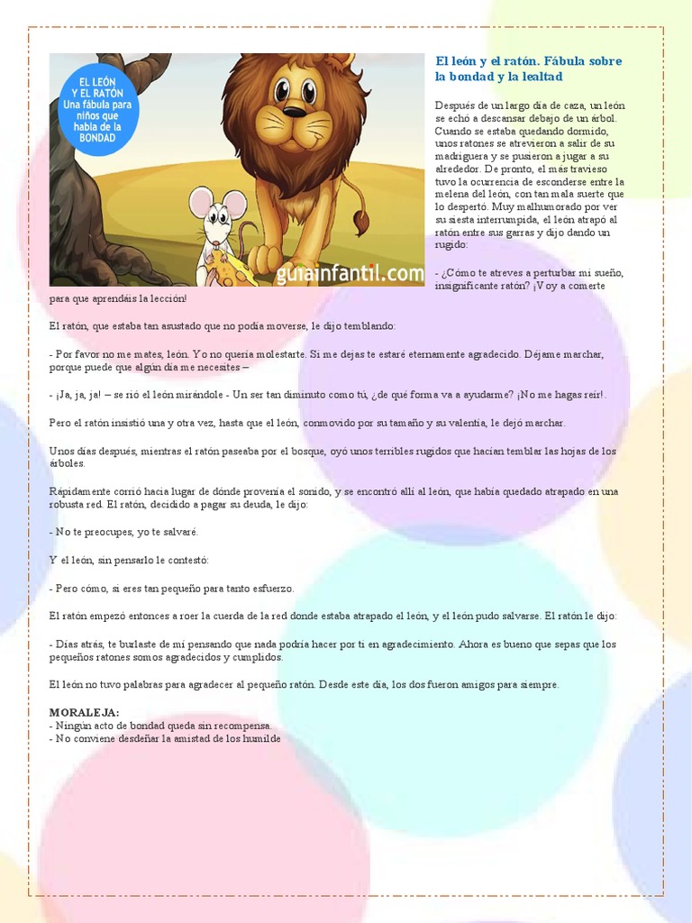 El León y El Ratón Fábula. Planificación 20.05.2022 | PDF