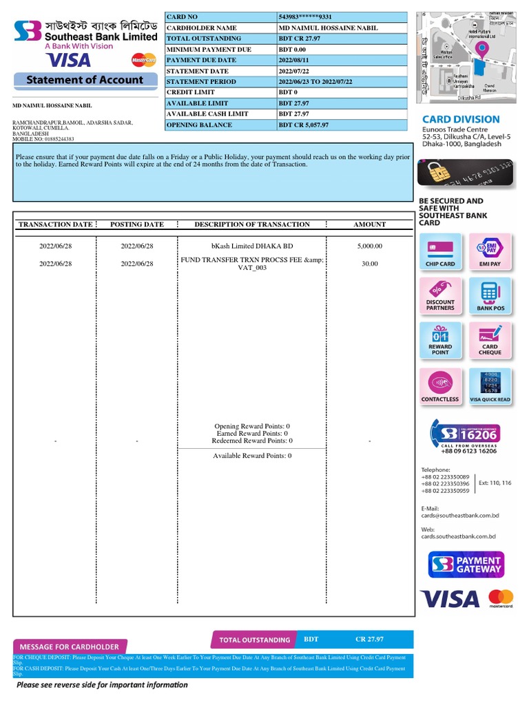 Bank Card Statements | PDF | Payments | Credit Card