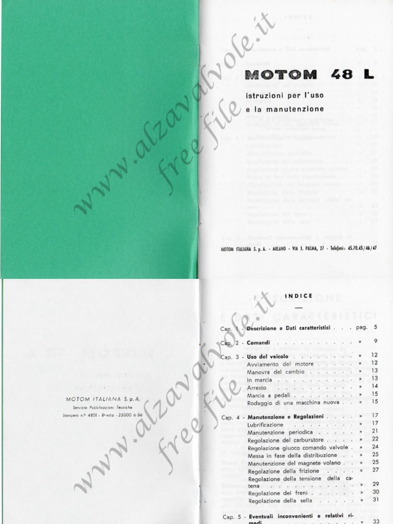 Motom 48 L 1956 Uso e Man | PDF