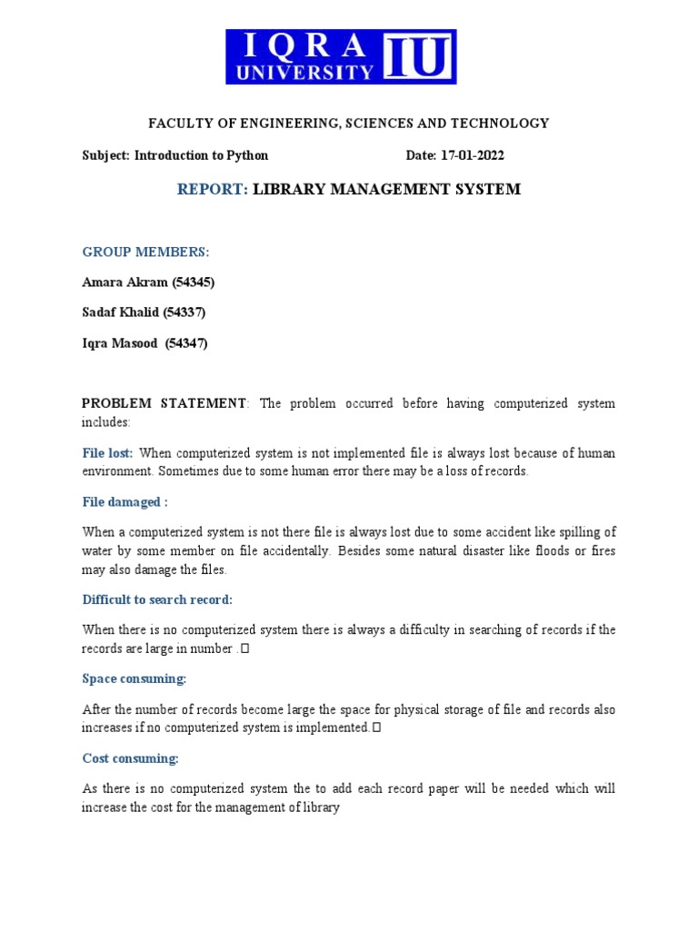 Report:: Library Management System | PDF | Libraries | Python (Programming Language)