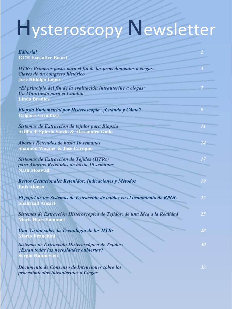 Hysteroscopy Newsletter Vol 8 Issue 3 Spanish | PDF | Biopsia | Cáncer