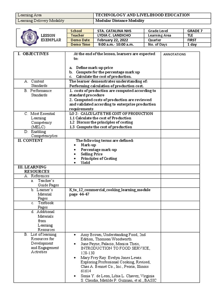 DLL Cot 1 2021 22 | PDF | Percentage | Prices