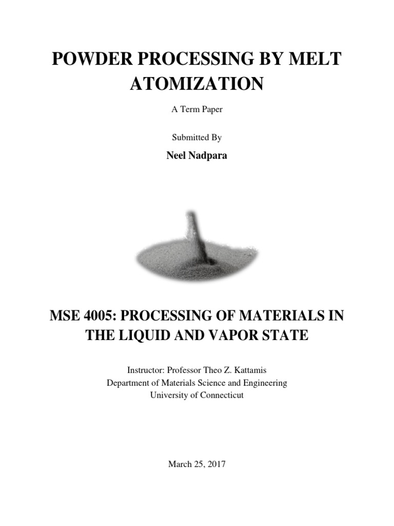 Powder Processing by Melt Atomization | PDF | Sintering | Aerosol
