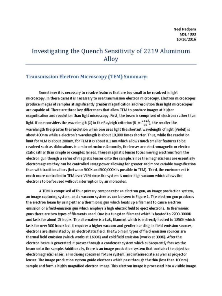 Investigating The Quench Sensitivity of 2219 Aluminum Alloy ...