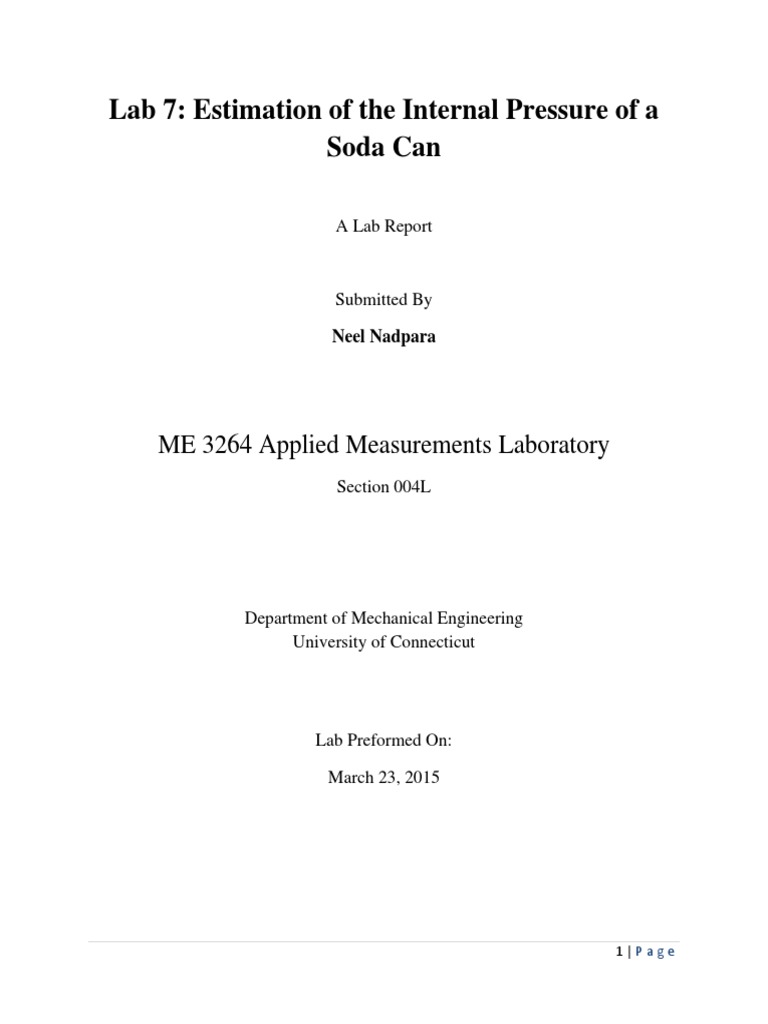 Internal Pressure Measurement of Soda Can | PDF | Elasticity (Physics ...