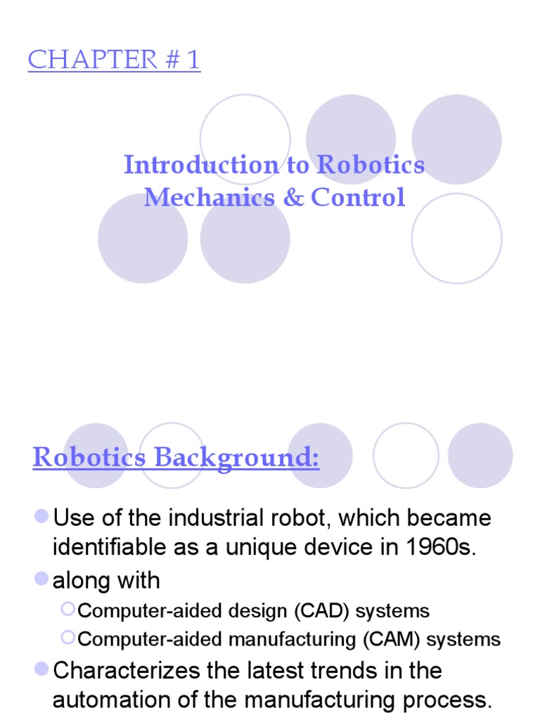 Chapter # 1: Introduction To Robotics Mechanics & Control | PDF | Kinematics | Machines