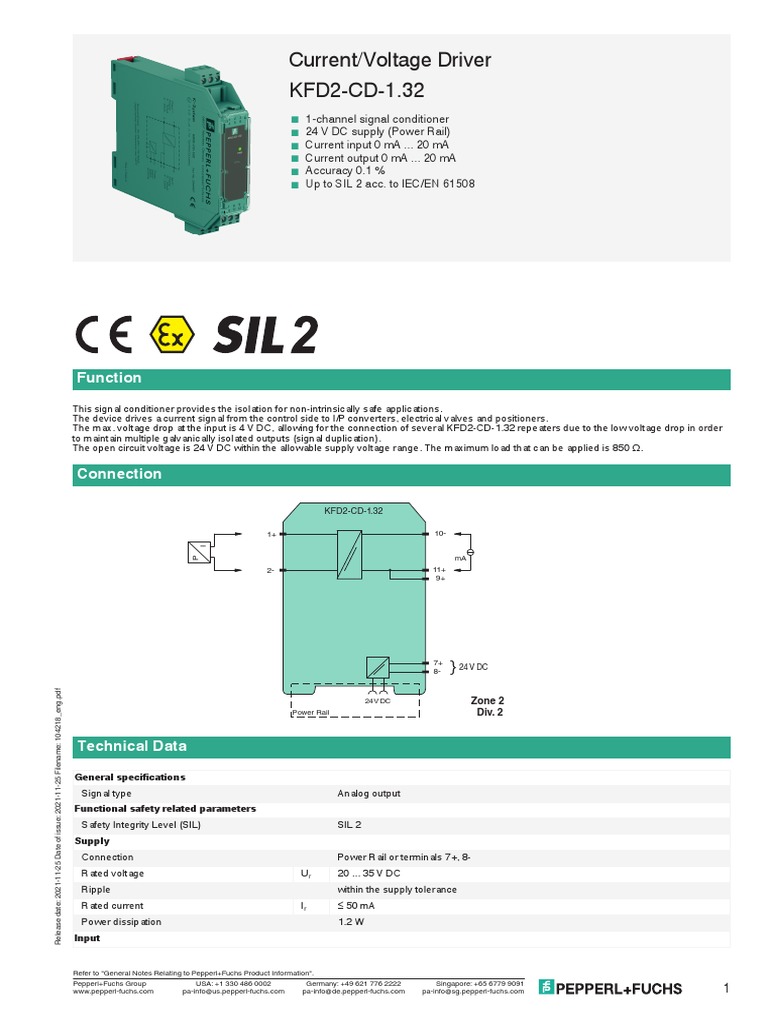 Current/Voltage Driver KFD2-CD-1.32: Function | PDF | Power Supply | Electronics