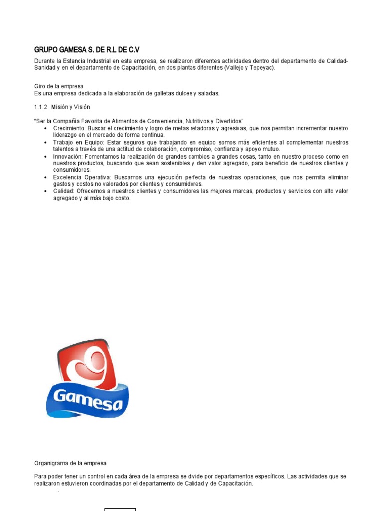 Grupo Gamesa | PDF | Galleta | Calidad (comercial)