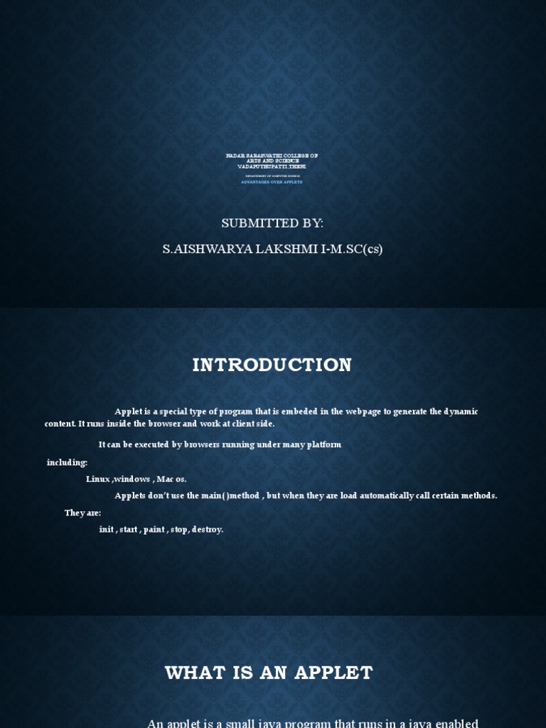 APPLET | PDF | Dynamic Web Page | Java (Programming Language)