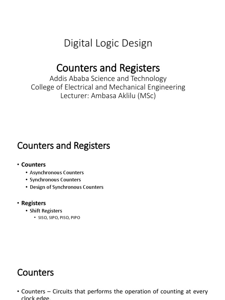 Digital Logic Design Counters and Registers | PDF