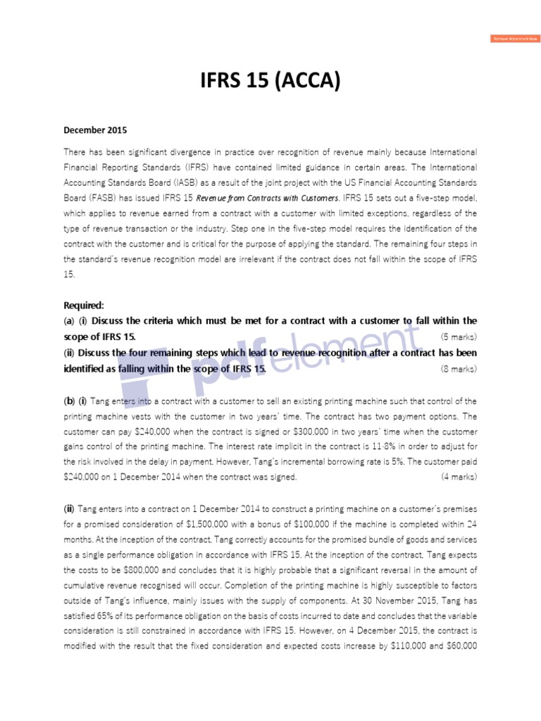 Acca Ifrs 15 | PDF | Intangible Asset | International Financial ...