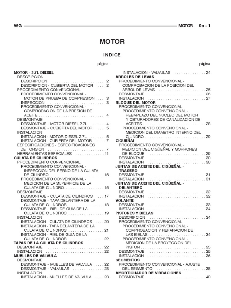 Manual de Taller Jeep Grand Cherokee 2 7 CRD PDF | PDF | Tornillo | Bomba