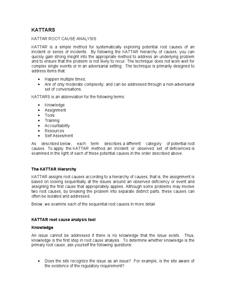KATTAR Root Cause Analysis Tool | PDF | Educational Assessment | Tools