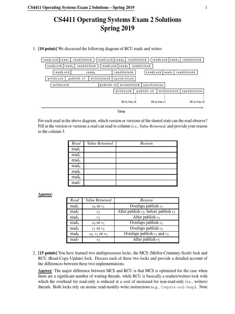 CS4411 Operating Systems Exam 2 Solutions Spring 2019 | PDF | Scheduling (Computing ...