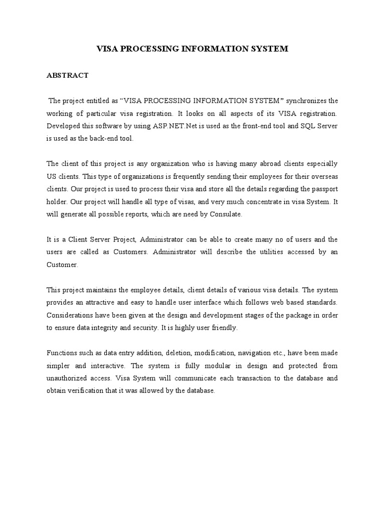 Visa Processing Information System | PDF | Travel Visa | Databases