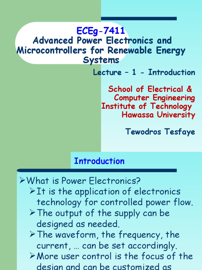 ECEg 7411 Lecture 1 Introduction Advanced Power Electronics | PDF | Power Electronics | Power Supply