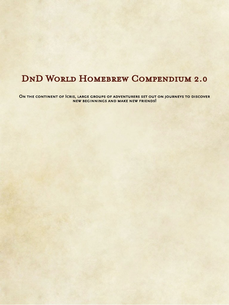 DND World Homebrew Compendium | PDF