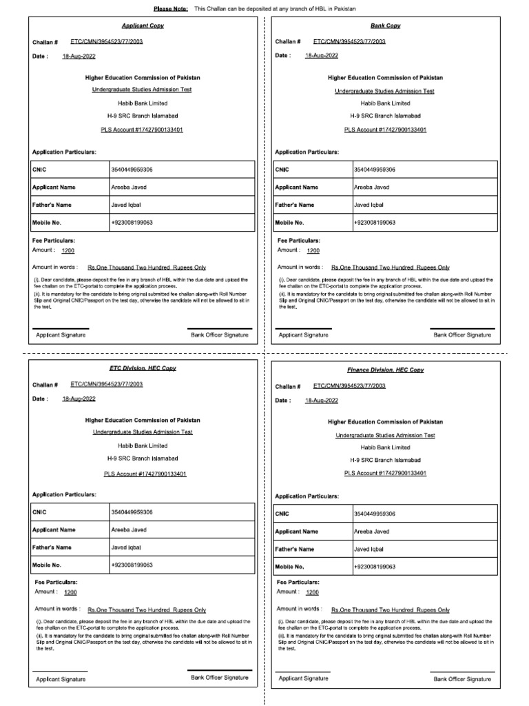 Challan Form of MPT | PDF