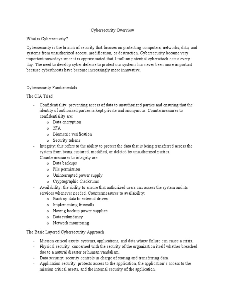Lesson 2 - Cybersecurity Overview | Download Free PDF | Computer ...