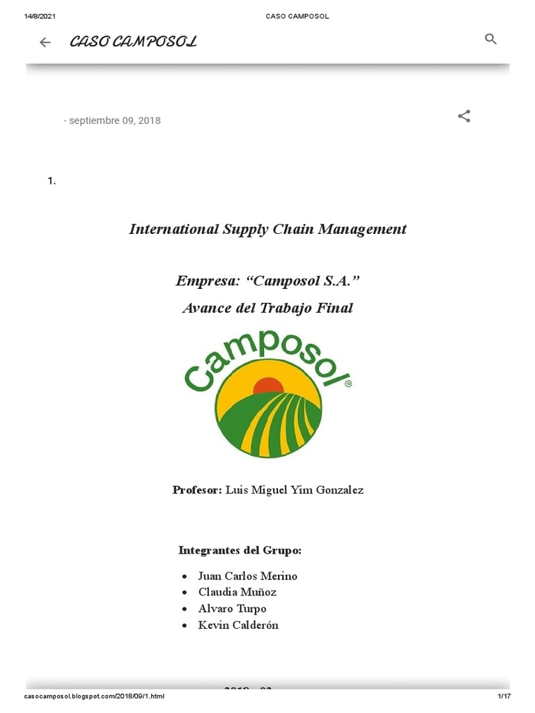 Caso Camposol | PDF | Logística | Calidad (comercial)