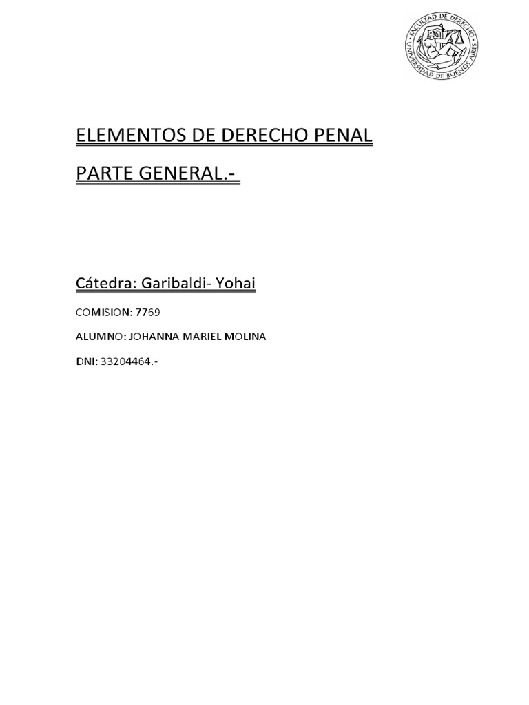 Elementos de Derecho Penal Tp1 | PDF | Castigos | Derecho penal