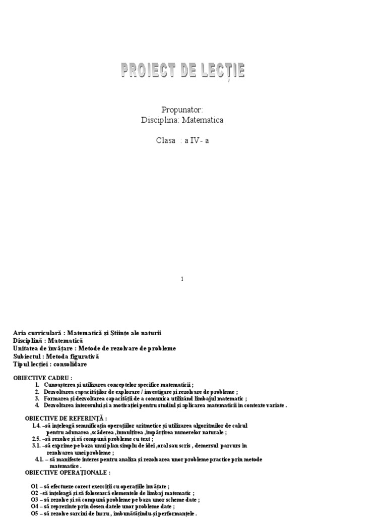 Proiect Matematica Invatamant Primar | PDF
