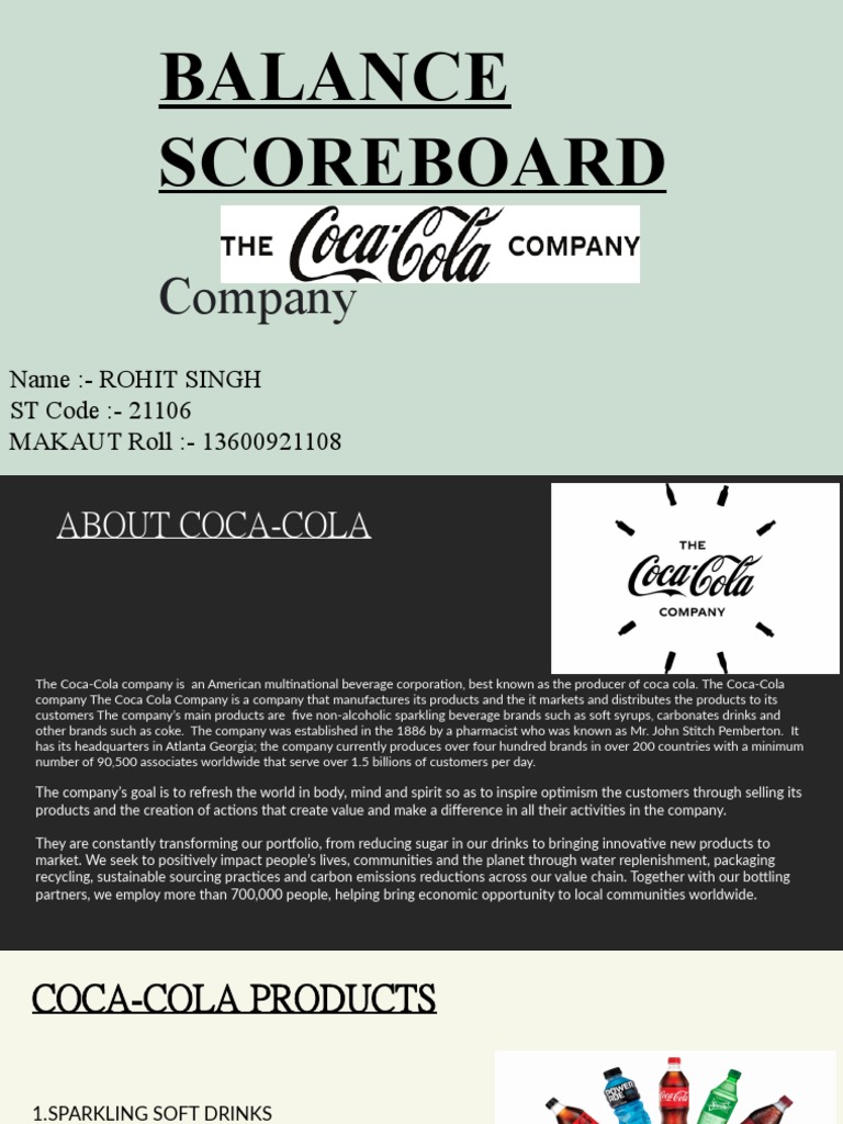 Balance Scoreboard: The Coca-Cola Company | PDF | The Coca Cola Company ...